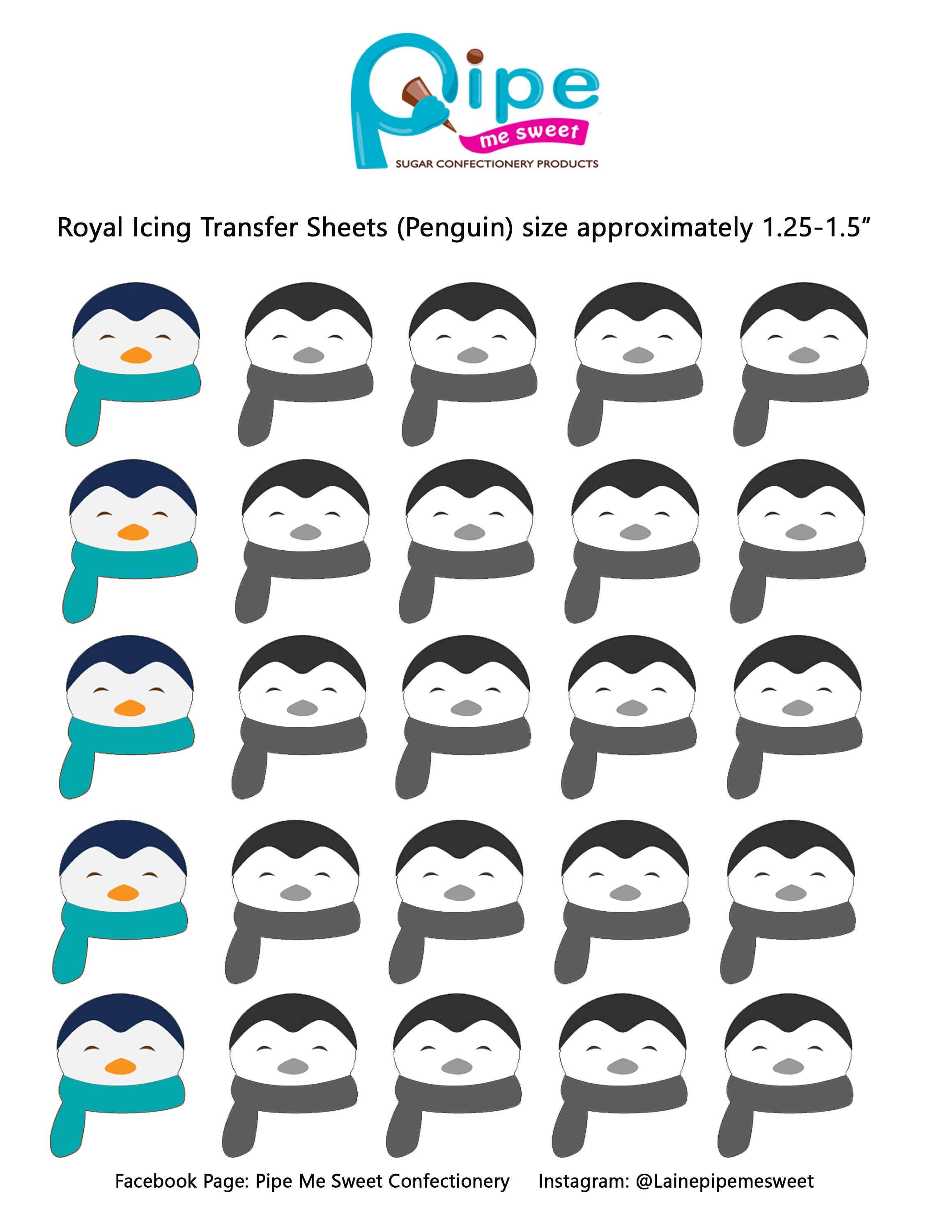 Penguin Royal Icing Transfer Sheet - Etsy