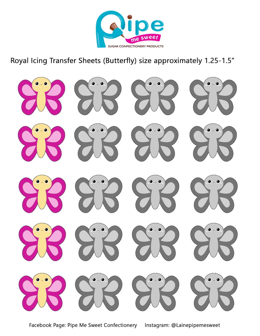Butterfly Royal Icing Transfer Sheet - Etsy