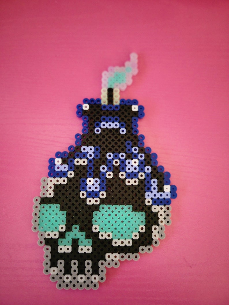 Perler Bead Skull Art: Halloween Decor, Customizable - Etsy