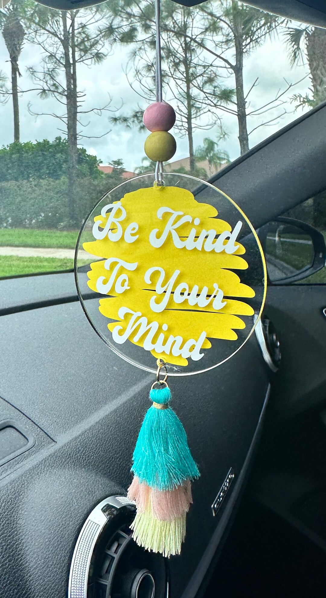 Positive Affirmation Car Charm, Tassel Car Charm, Rearview Mirror ...