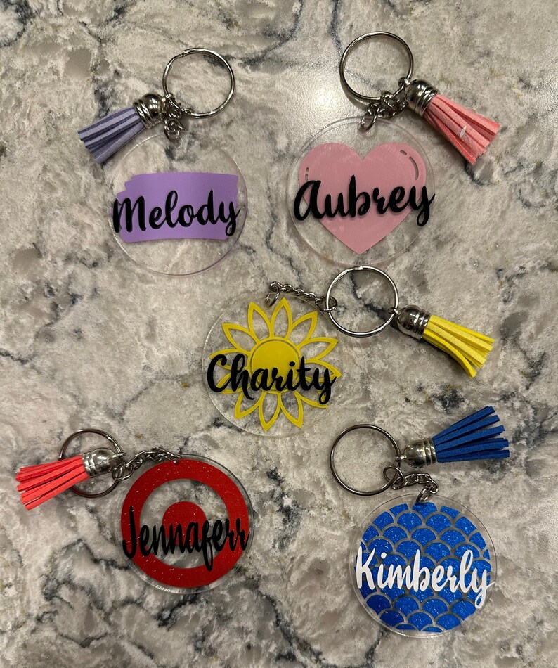 Personalized Acrylic Keychain, Custom Keychain With Name, Tassel ...