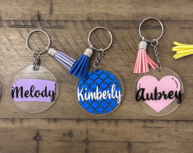 Personalized Acrylic Keychain, Custom Keychain With Name, Tassel ...