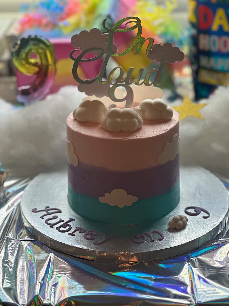 On Cloud 9 Cake Topper, 9th Birthday Party Decoration, Cloud 9 Party Decor, Anniversary Party ...