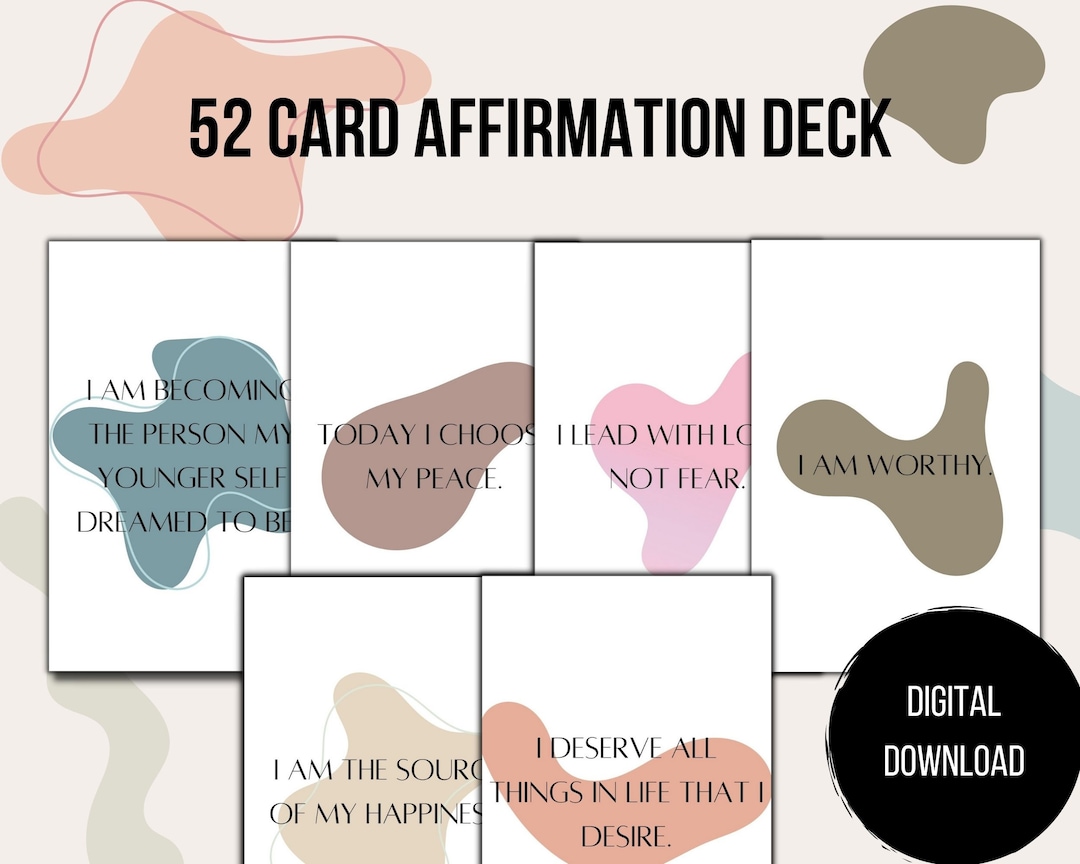 52 Card Affirmation Deck | 2023 Affirmations | Printable Cards | Self ...