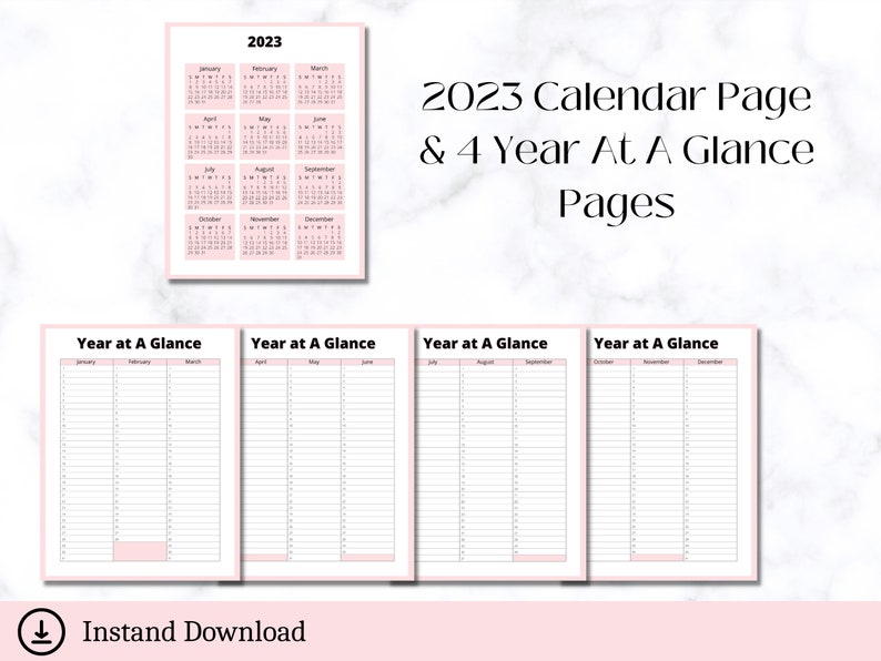 Pink Undated Planner Printable, 2023 Calendar, Monthly Planner, Weekly ...