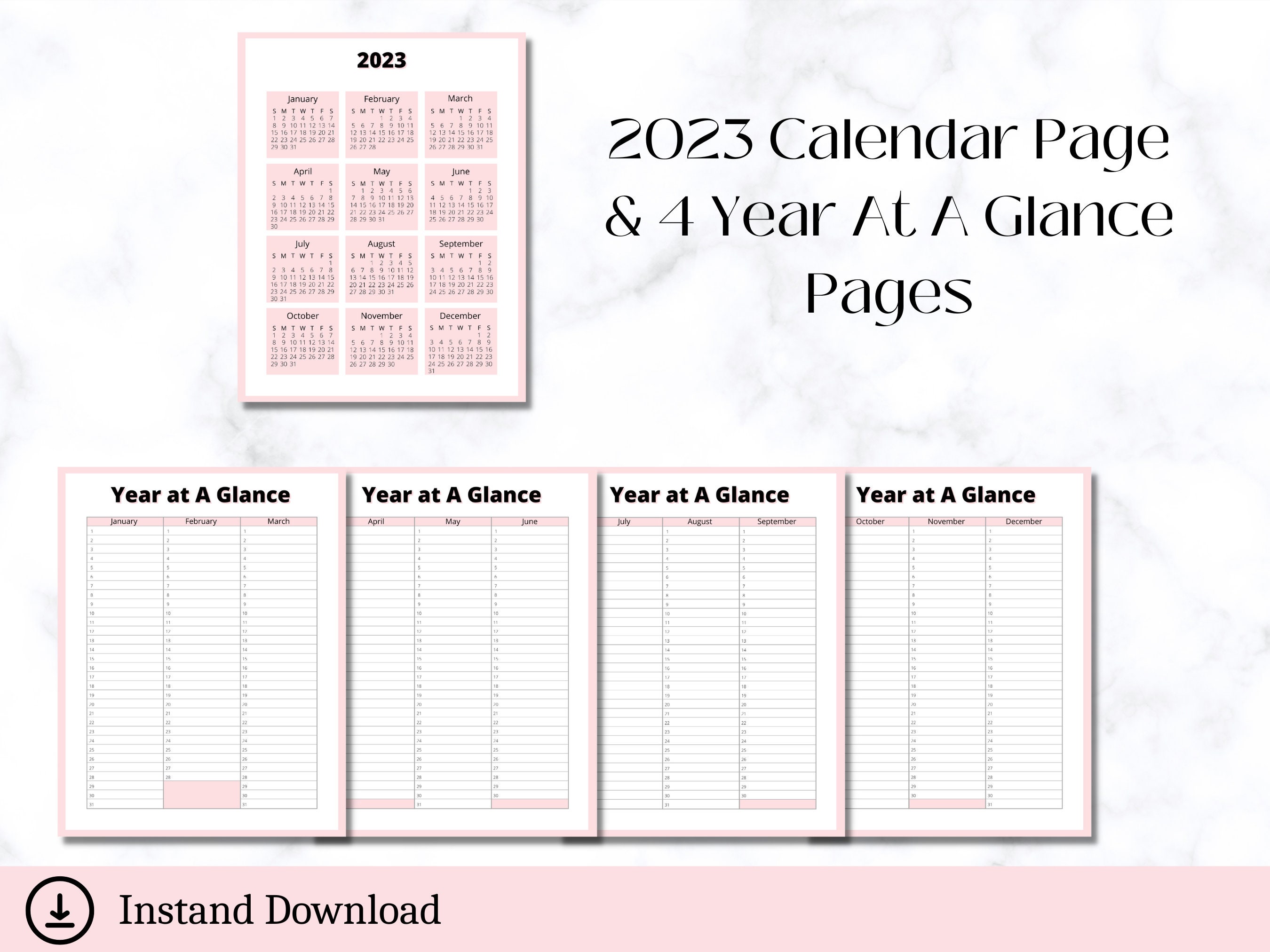 Pink Undated Planner Printable, 2023 Calendar, Monthly Planner, Weekly ...