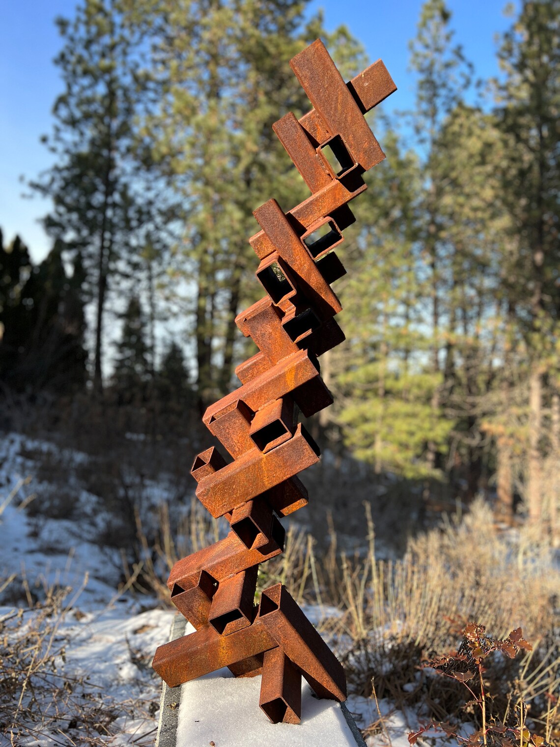 Large Modern Abstract Yard Sculpture Naturally Weathered - Etsy