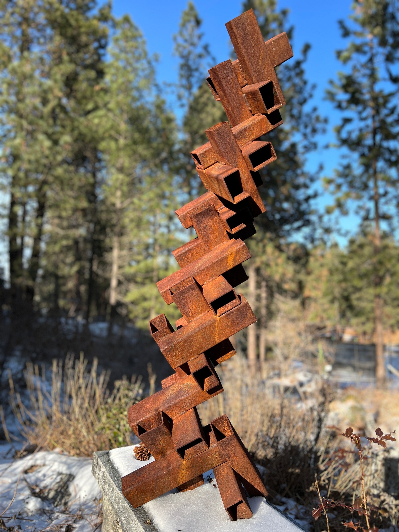 Large Modern Abstract Yard Sculpture Naturally Weathered - Etsy