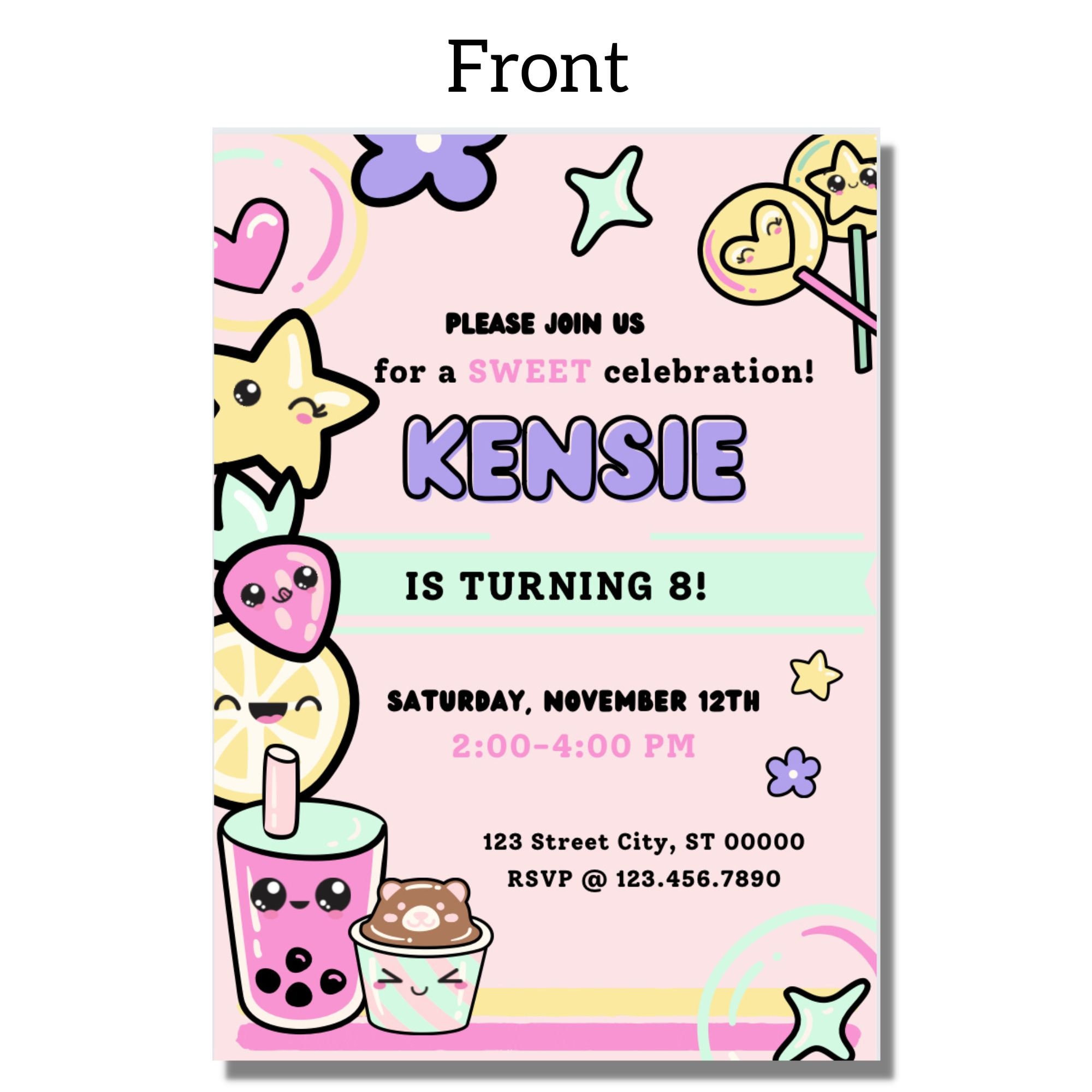 Kawaii Faces Invite Boba Tea Birthday Party Invitation Kawaii - Etsy