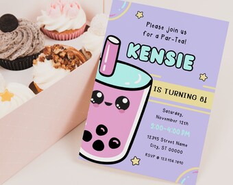 Bubble Tea Party Invitations Printable Boba Birthday - Etsy