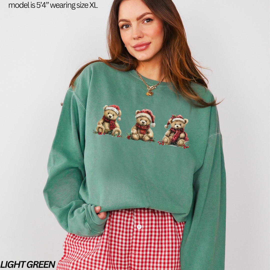 Christmas Teddy Bear Sweatshirt, Cozy Christmas Sweatshirt, Holiday ...
