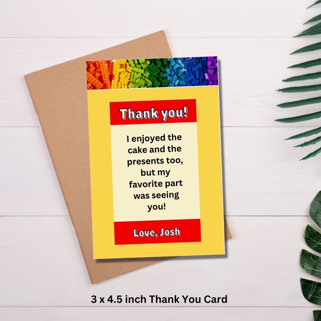 Editable Building Block Birthday Party Thank You Card Editable Kids ...