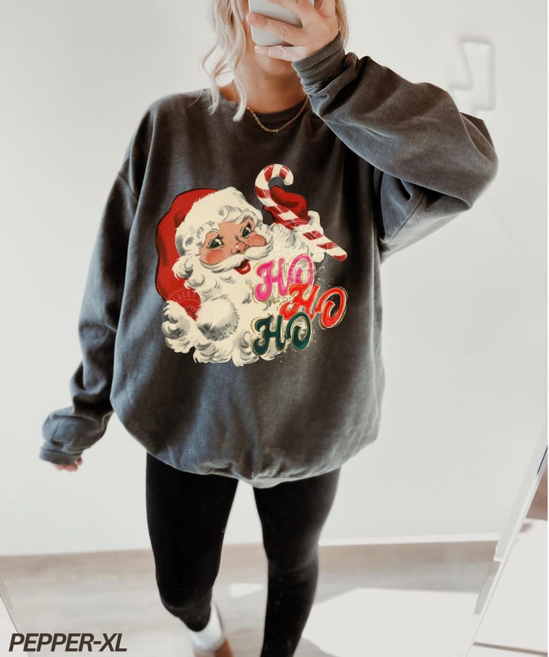 Comfort Colors® Santa Sweatshirt, Retro Santa Christmas Shirt, Ho Ho Ho ...