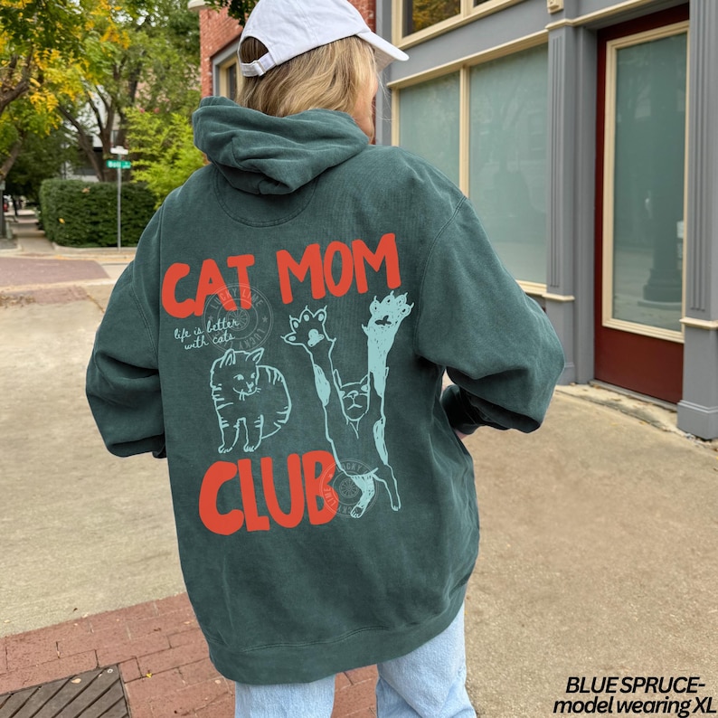 Comfort Colors® Cat Mom Hoodie, Cat Mama Shirt, Funny Cat Hoodie, Cat ...