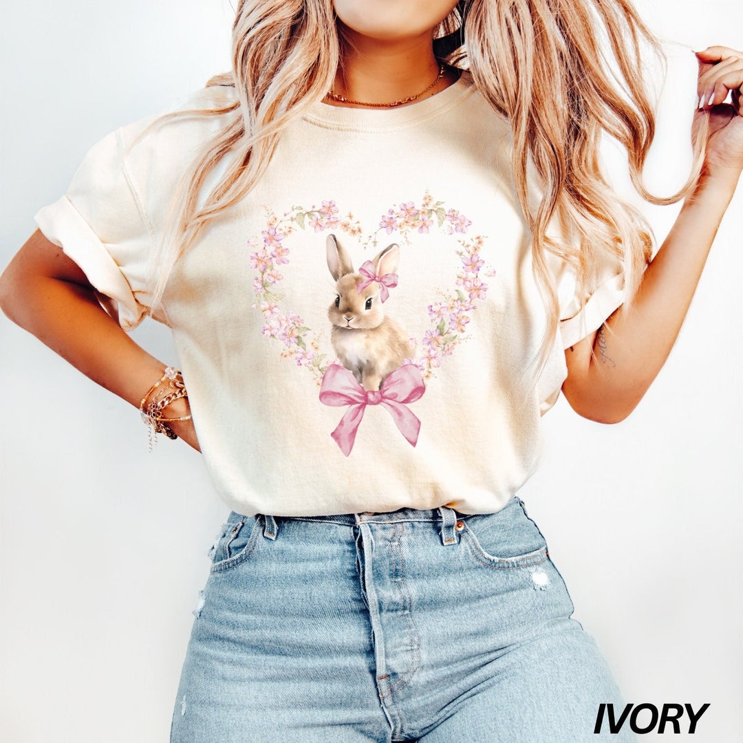 Coquette Easter Shirt, Cute Bunny Shirt, Comfort Colors® Spring Graphic ...