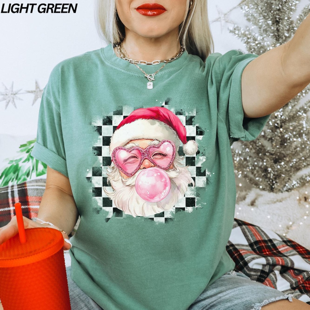 Retro Santa Christmas Shirt, Santa Blowing Bubblegum Shirt, Vintage ...