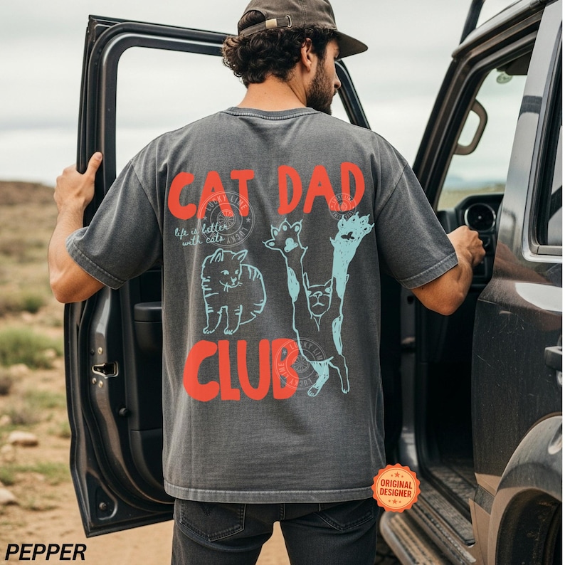 Cat Dad Shirt, Cat Dad Tee, Comfort Colors® Cat Dad Club Shirt, Back ...