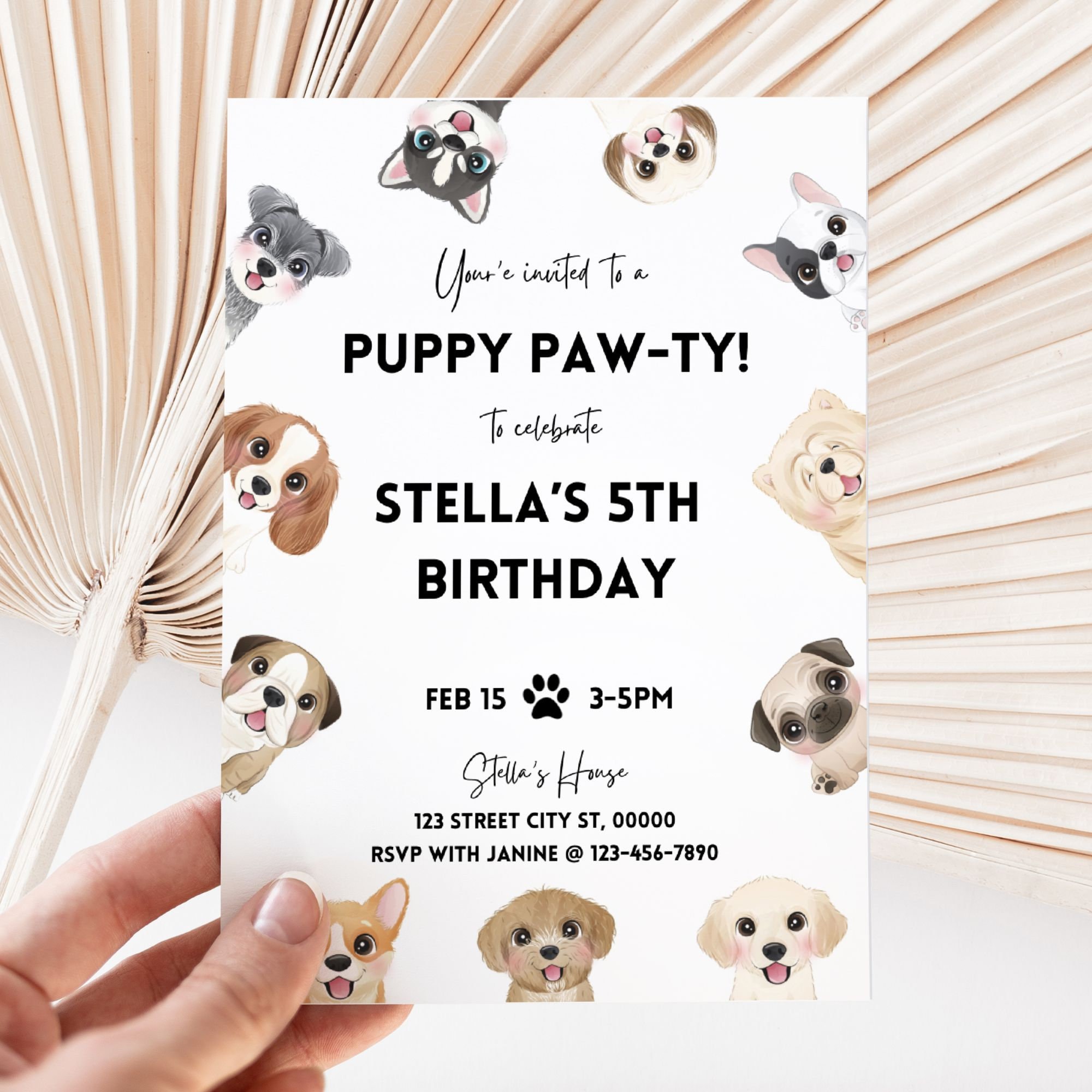Editable Puppy Pawty Invitation Puppy Invite Dog Birthday Invite Puppy ...