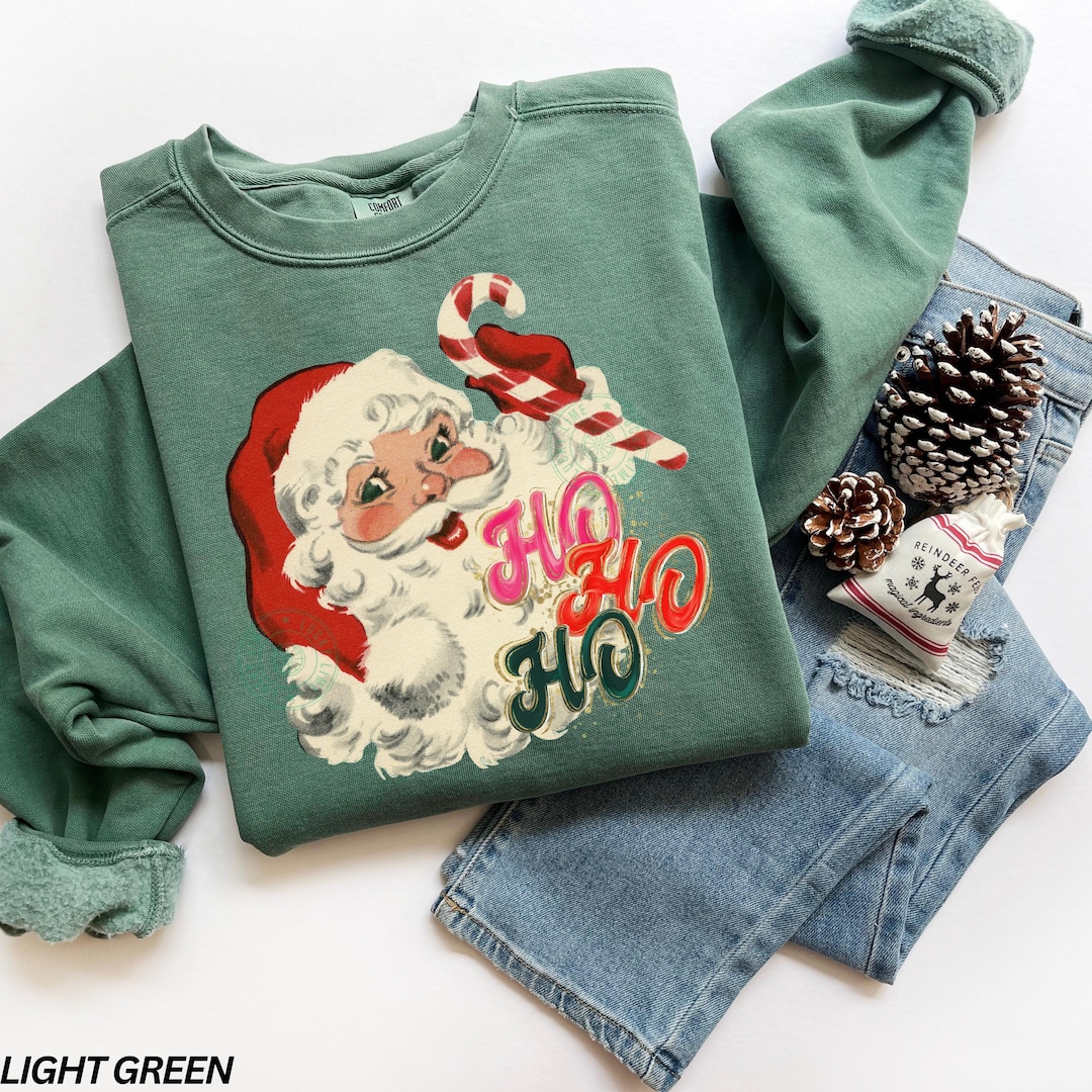 Comfort Colors® Santa Sweatshirt, Retro Santa Christmas Shirt, Ho Ho Ho ...