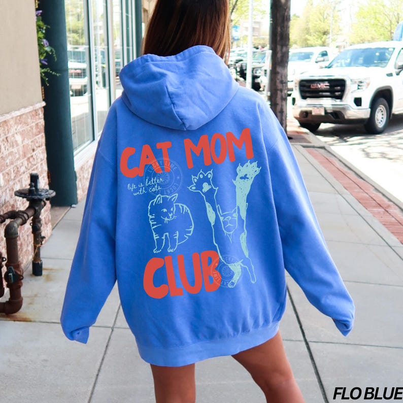 Comfort Colors® Cat Mom Hoodie, Cat Mama Shirt, Funny Cat Hoodie, Cat ...