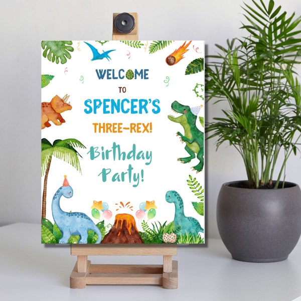 Three Rex Party Sign - Etsy