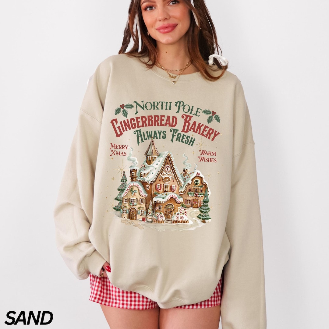 Gingerbread House Sweatshirt, Christmas Sweatshirt, Vintage Christmas ...