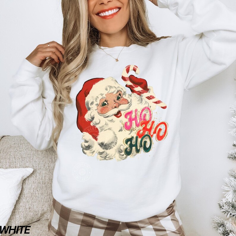 Comfort Colors® Santa Sweatshirt, Retro Santa Christmas Shirt, Ho Ho Ho ...