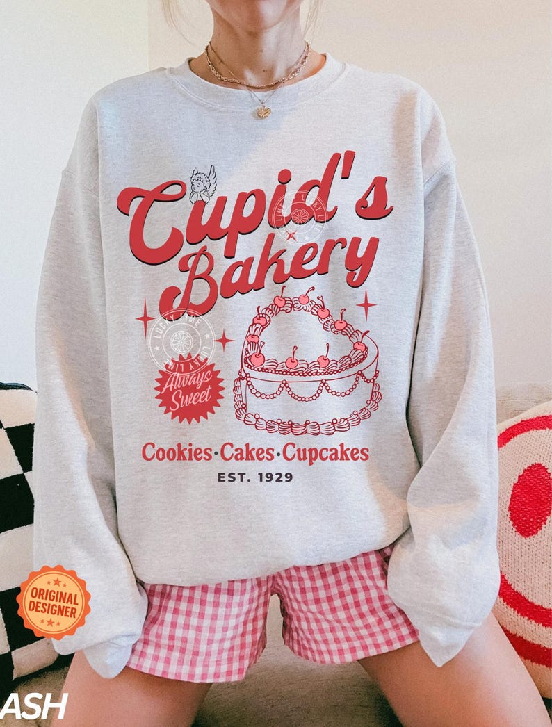 Retro Valentine Sweatshirt, Cherry Cake Sweatshirt, Valentines Day ...