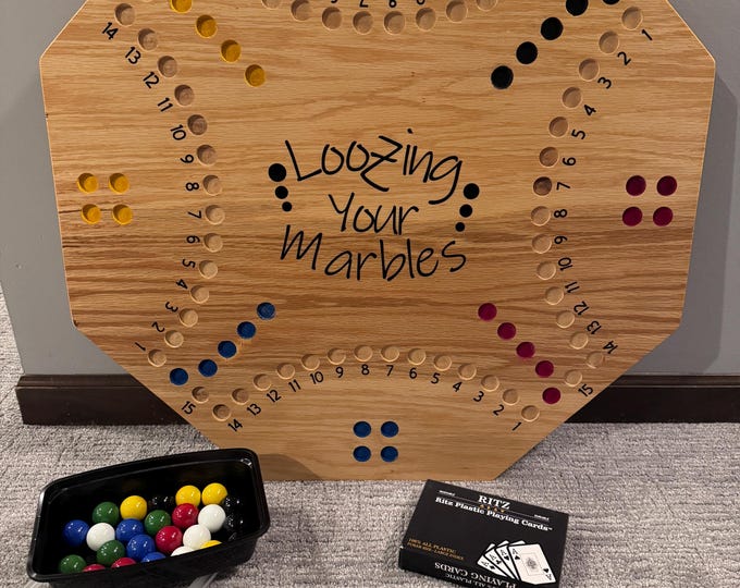 Loozing Your Marbles Wood Board Game With Cards and Marbles - Etsy