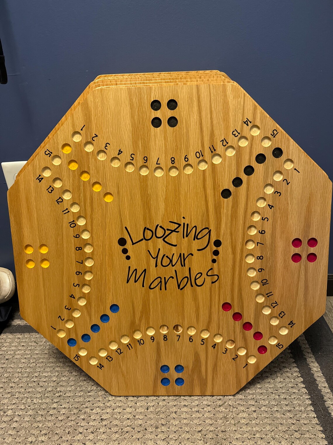 Loozing Your Marbles Wood Board Game With Cards and Marbles - Etsy