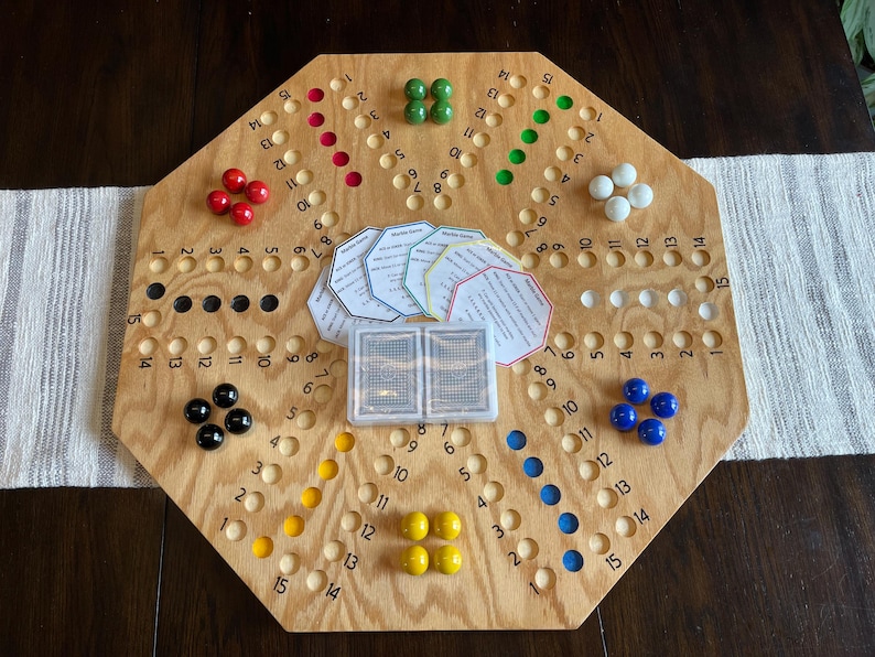 Loozing Your Marbles Wood Board Game With Cards and Marbles - Etsy