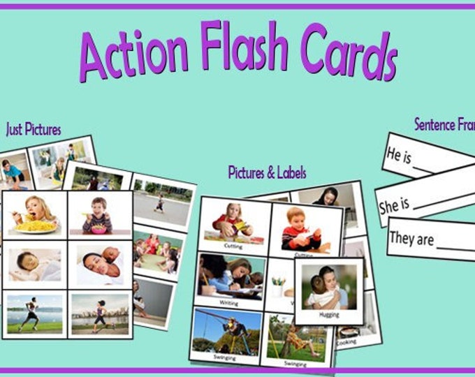 Action Flash Cards and Sentence Frames - Etsy