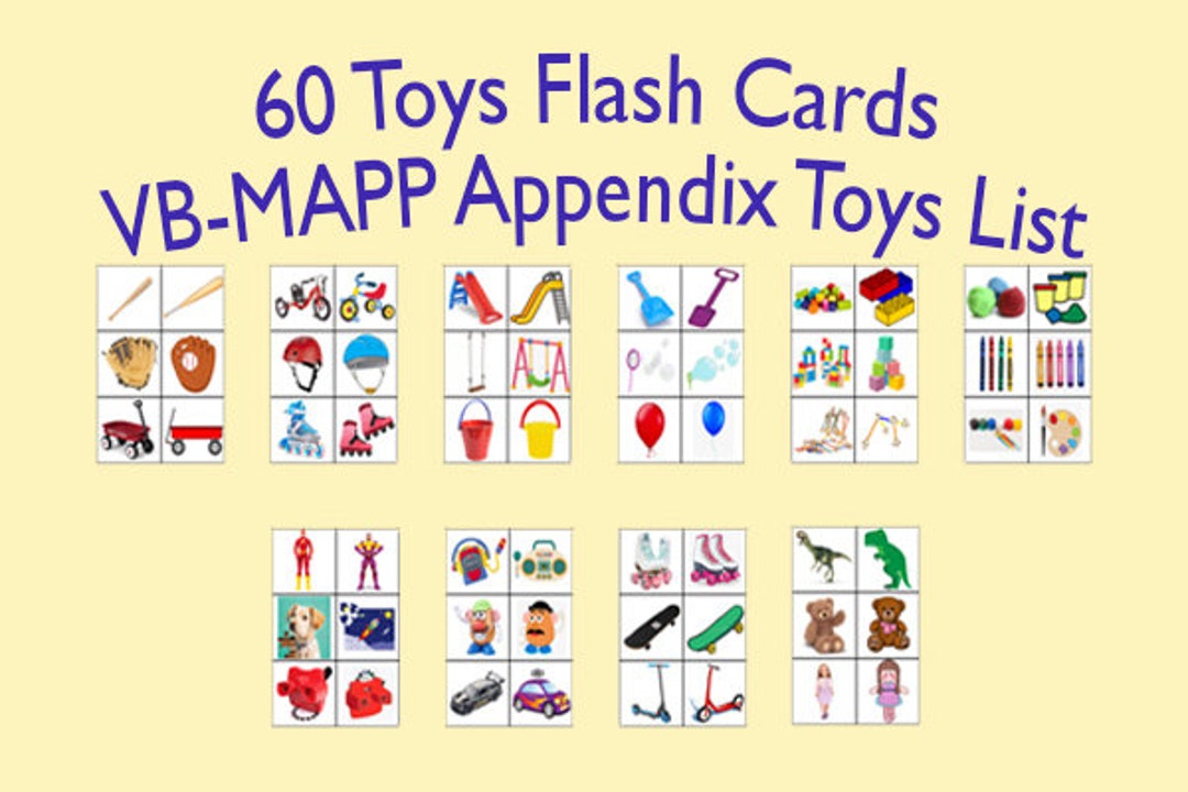 60 Toys Flash Cards - VB-MAPP Appendix List - Etsy