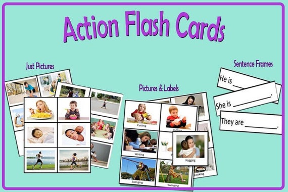 Action Flash Cards and Sentence Frames - Etsy