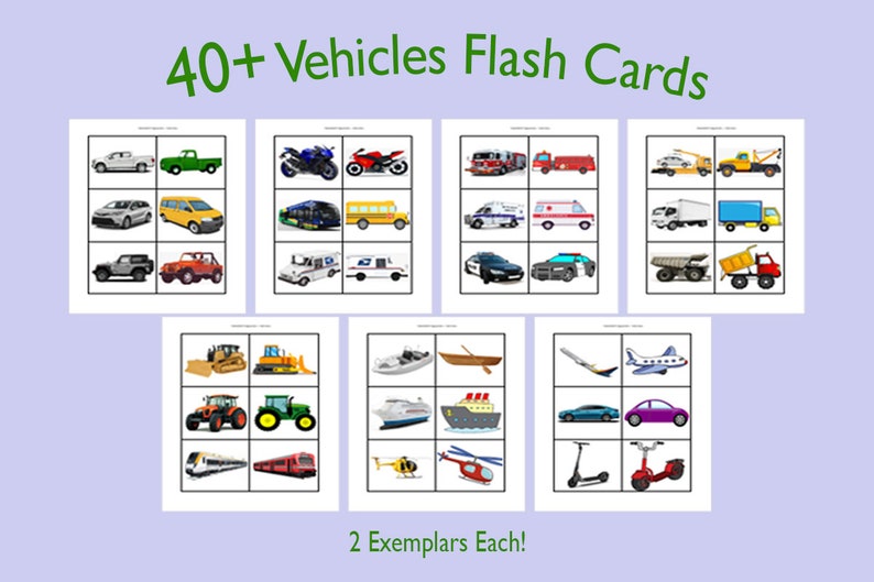 40+ Vehicles Flash Cards - VB-MAPP Appendix List - Etsy