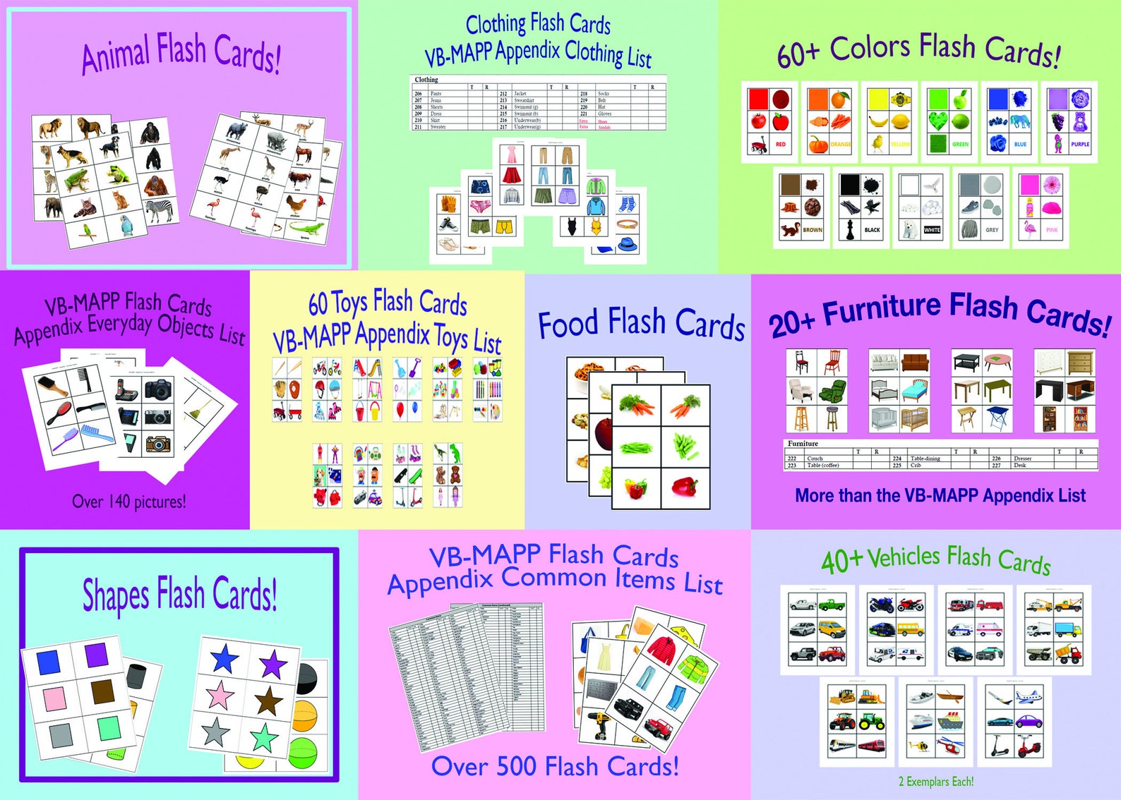 VB-MAPP Appendix List Flash Card Bundle! 1000+ Pictures - Etsy