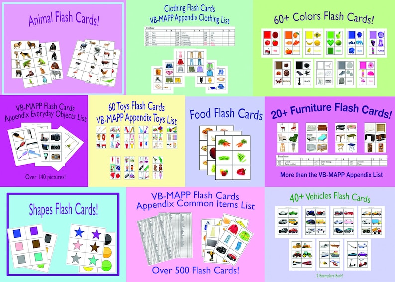 VB-MAPP Appendix List Flash Card Bundle! 1000+ Pictures - Etsy