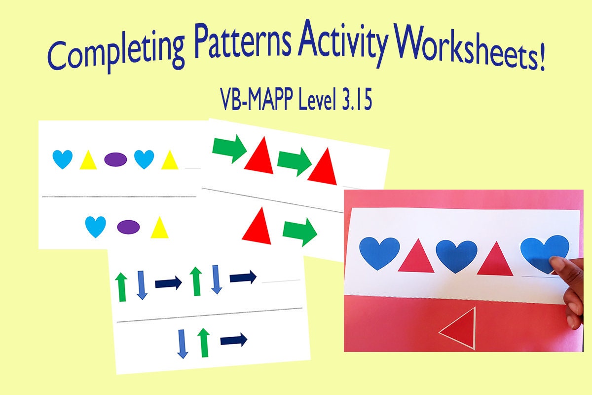 Completing Patterns Activities! - VB-MAPP Level 3.15 - Editable! - Etsy