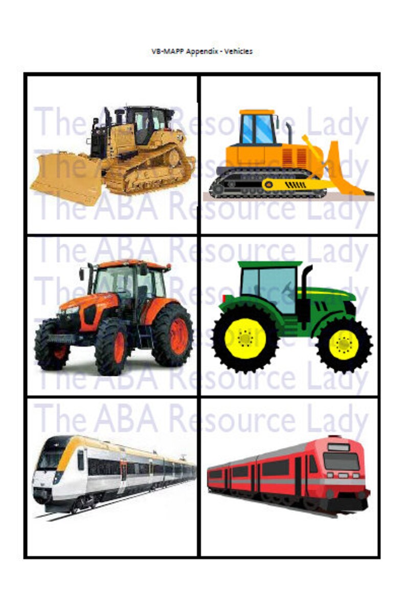 40+ Vehicles Flash Cards - VB-MAPP Appendix List - Etsy
