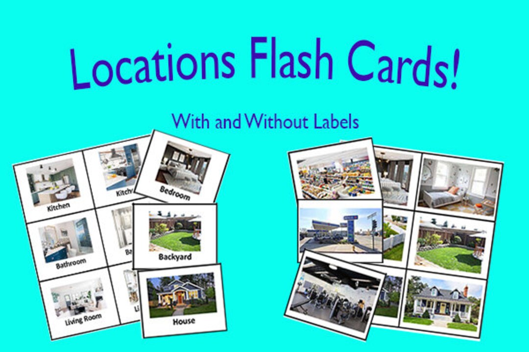 Locations Flash Cards! - With and Without Labels - Etsy