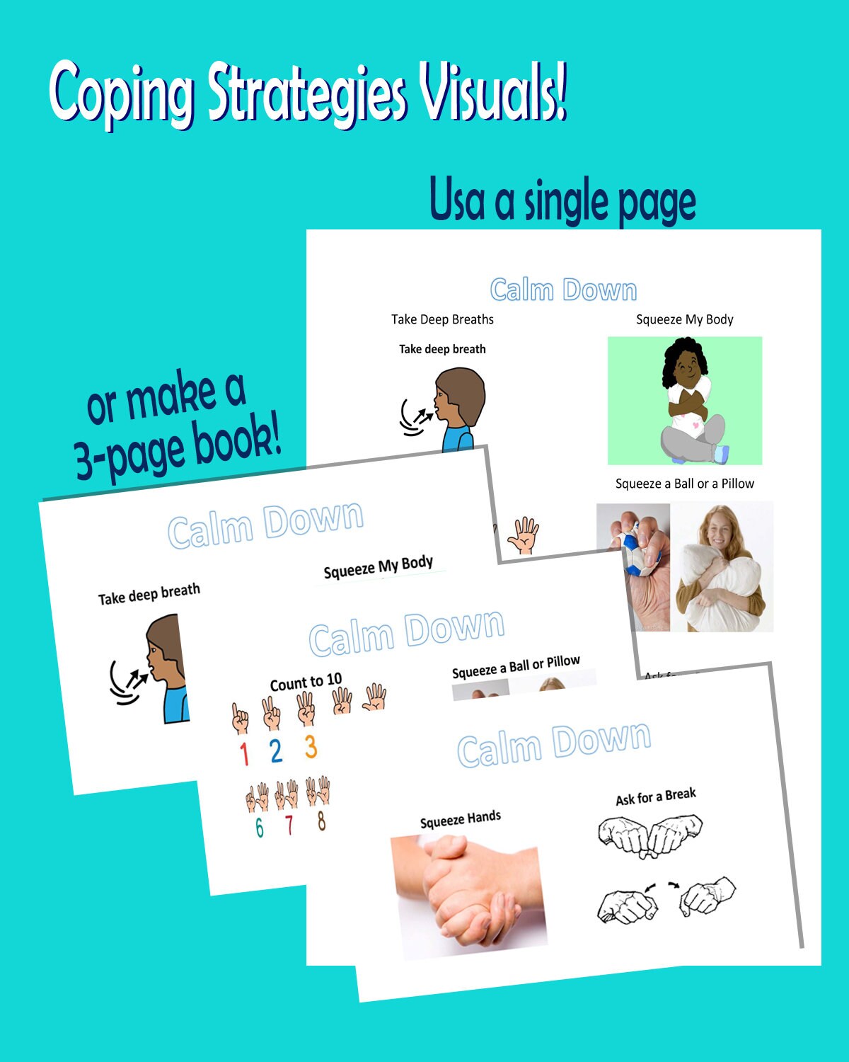Coping Strategies for Kids! - Calm Down Visual Aids - Etsy