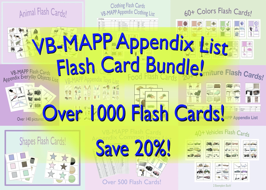 VB-MAPP Appendix List Flash Card Bundle! 1000+ Pictures - Etsy