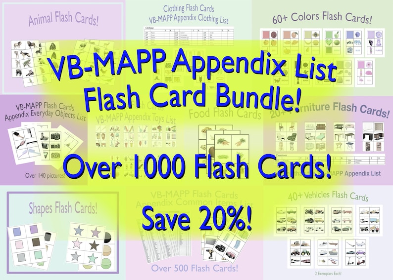 VB-MAPP Appendix List Flash Card Bundle! 1000+ Pictures - Etsy