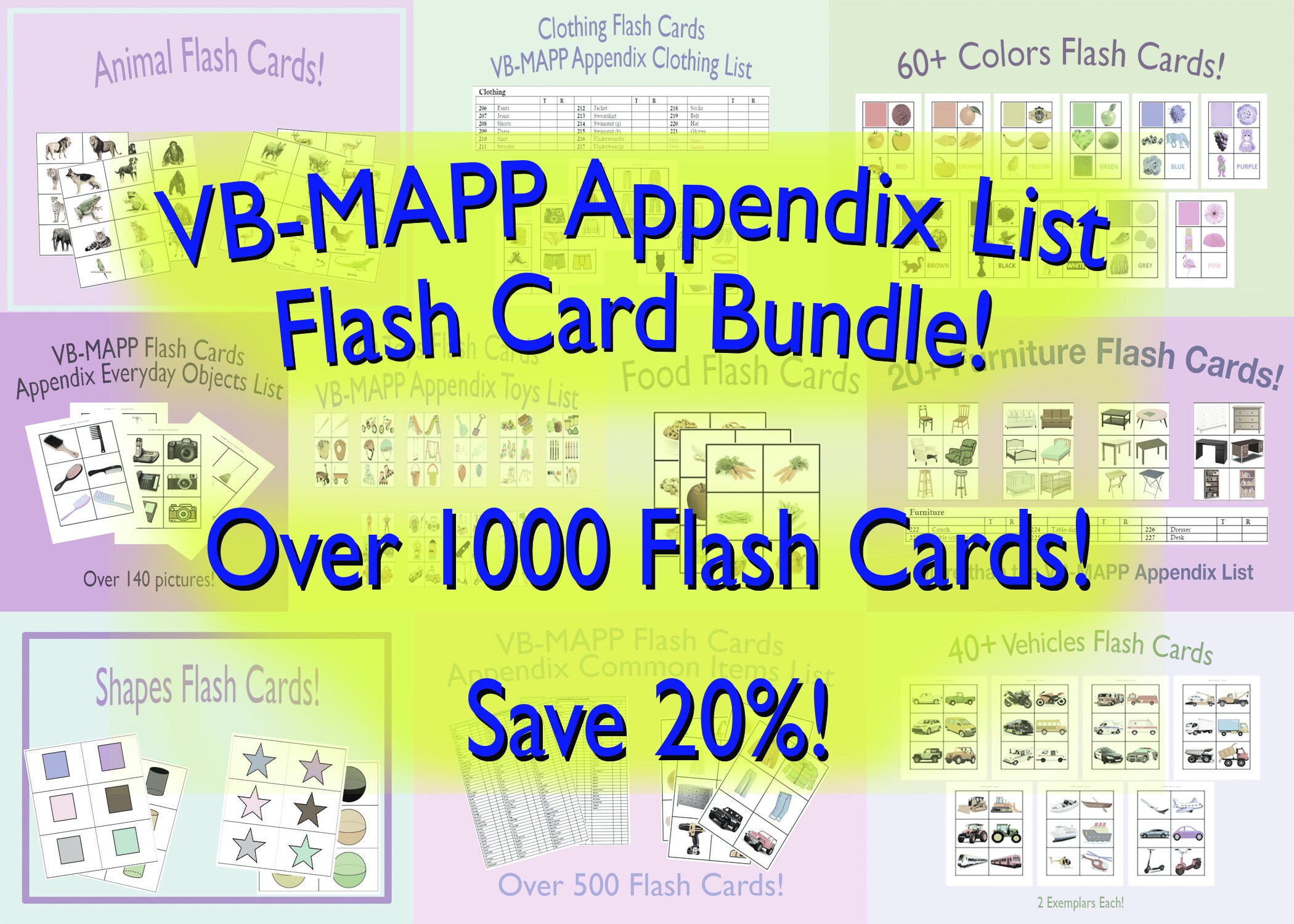 VB-MAPP Appendix List Flash Card Bundle! 1000+ Pictures - Etsy