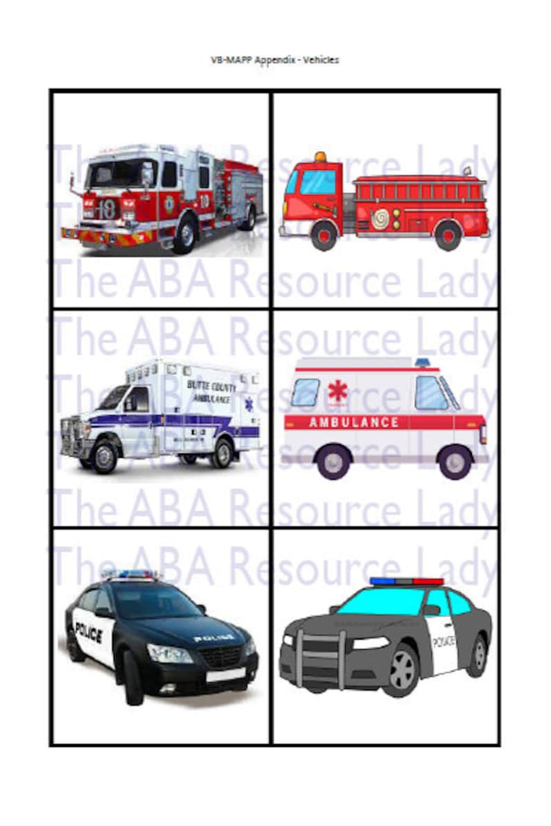 40+ Vehicles Flash Cards - VB-MAPP Appendix List - Etsy