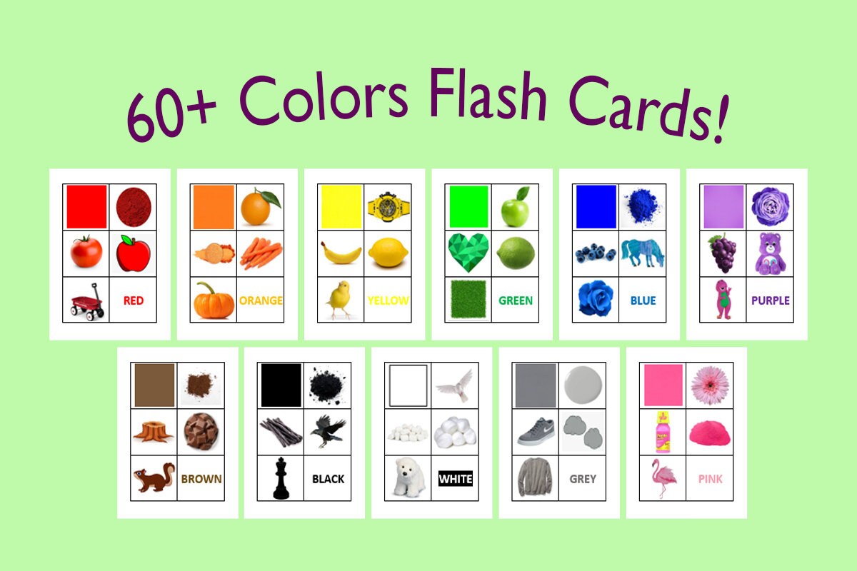 60+ Colors Flash Cards! - Etsy
