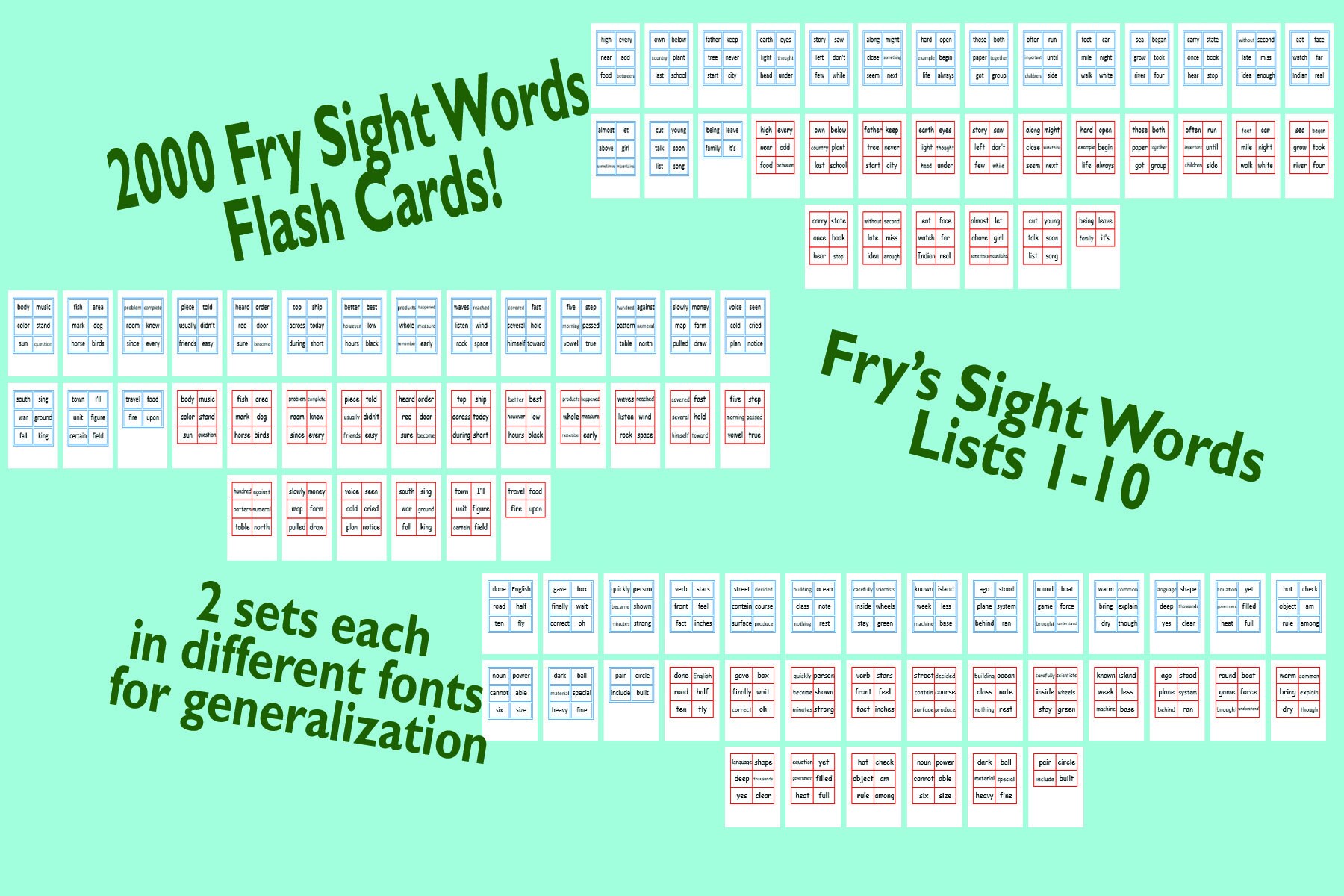2000 Sight Words Flash Cards Fry's Sight Words (Download Now) - Etsy
