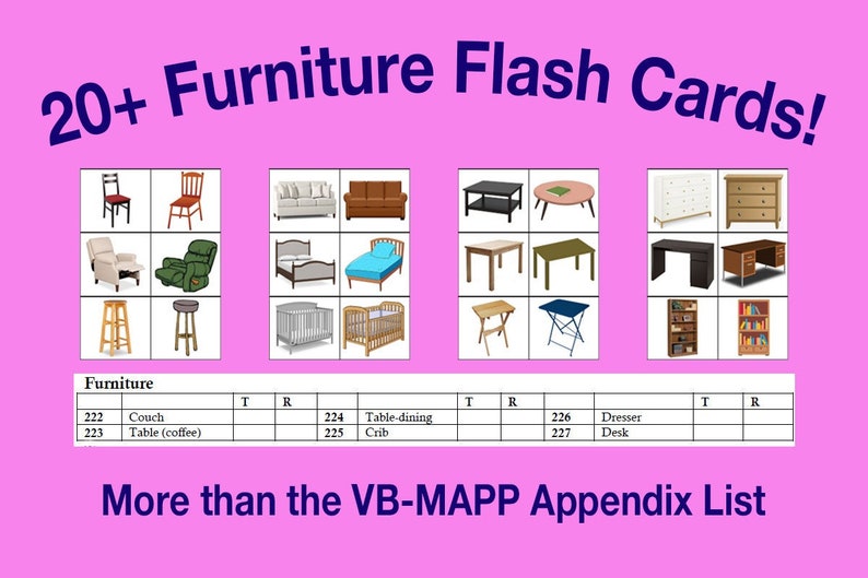 20+ Furniture Flash Cards! - More the the VB-MAPP! - Etsy