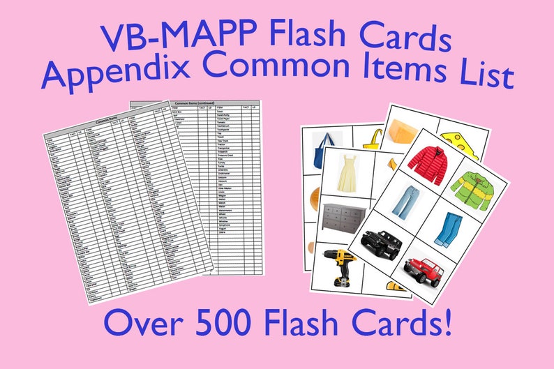 500+ VB-MAPP Flash Cards - Common Items List - Etsy