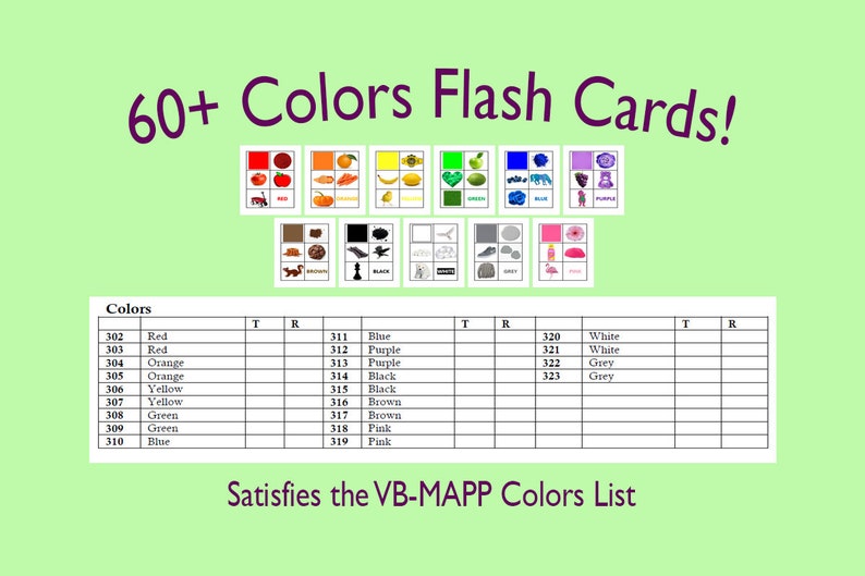 60+ Colors Flash Cards! - Etsy